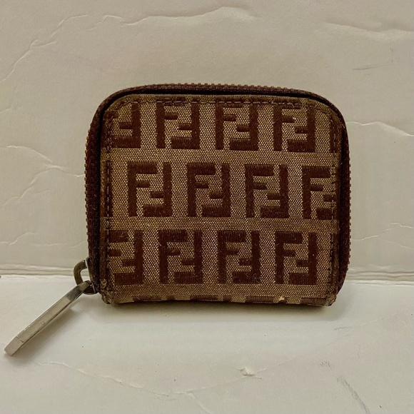 Fendi | Bags | Rare Fendi Brown Zucca Mono Coin Pursekey Case | Poshmark